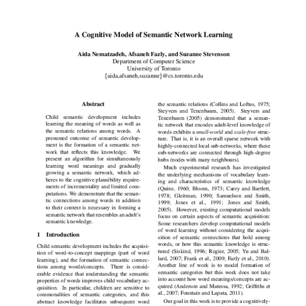 A Cognitive Model of Semantic Network Learning - ACL Anthology