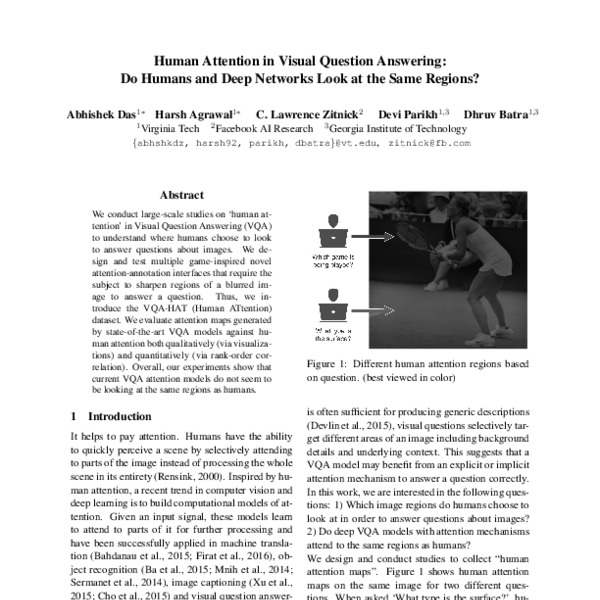 Human Attention in Visual Question Answering: Do Humans and Deep ...