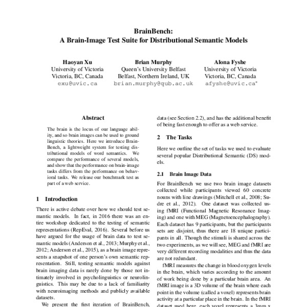 Brainbench A Brain Image Test Suite For Distributional Semantic Models Acl Anthology