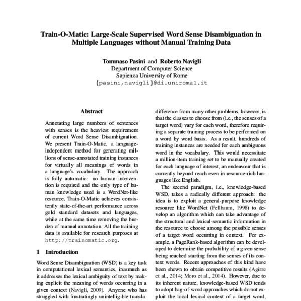 Train-O-Matic: Large-Scale Supervised Word Sense Disambiguation in ...