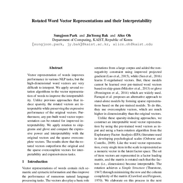 Rotated Word Vector Representations and their Interpretability - ACL ...