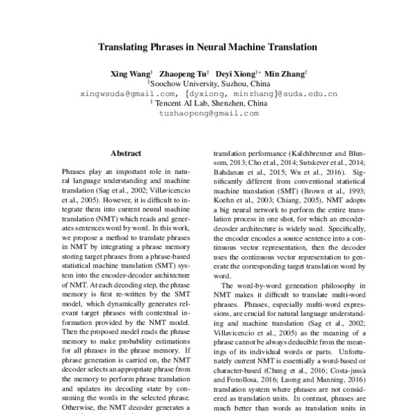 Translating Phrases in Neural Machine Translation - ACL Anthology