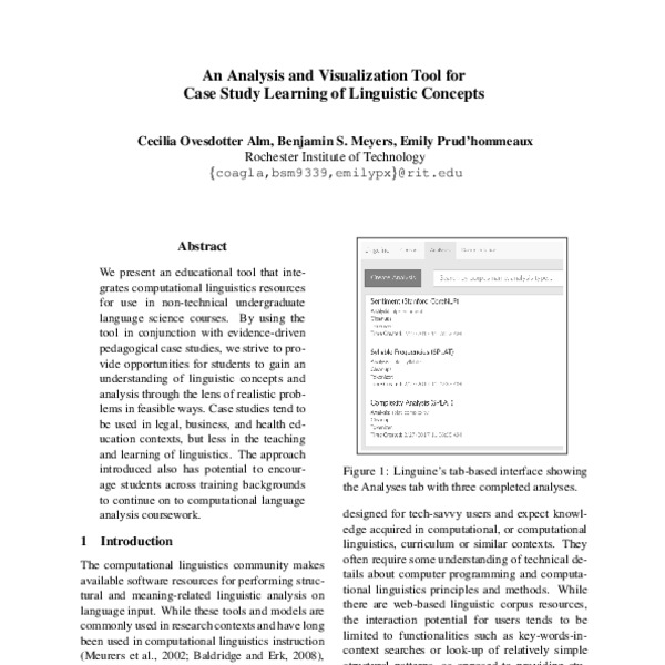 An Analysis and Visualization Tool for Case Study Learning of ...