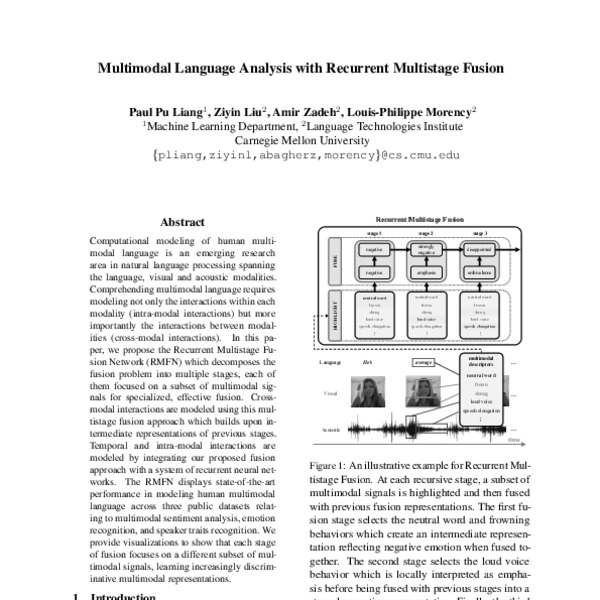 Multimodal Language Analysis With Recurrent Multistage Fusion Acl Anthology