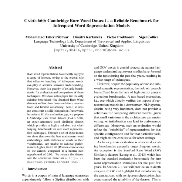 Card-660: Cambridge Rare Word Dataset - a Reliable Benchmark for ...