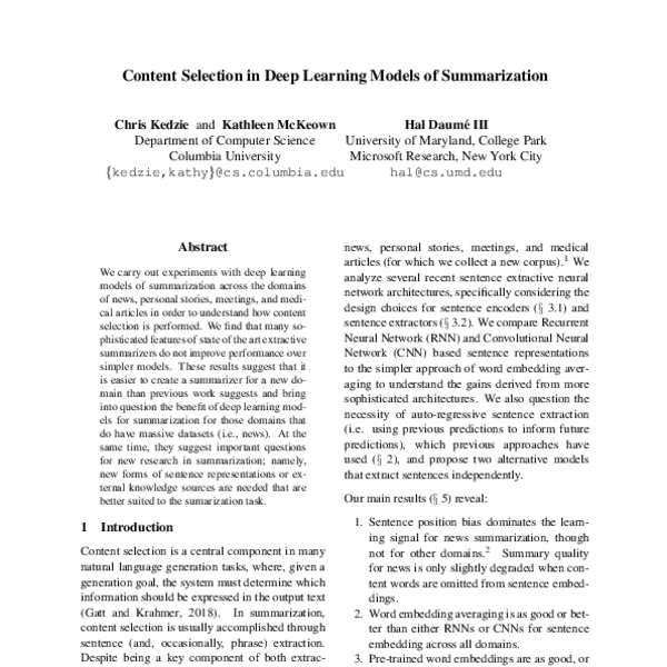 content-selection-in-deep-learning-models-of-summarization-acl-anthology