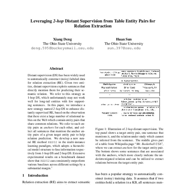 Leveraging 2 Hop Distant Supervision From Table Entity Pairs For Relation Extraction Acl Anthology