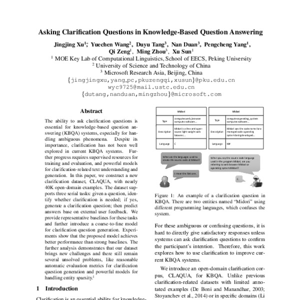 Asking Clarification Questions in Knowledge-Based Question Answering - ACL Anthology