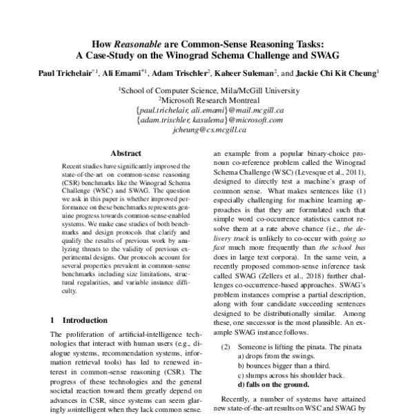 How Reasonable are Common-Sense Reasoning Tasks: A Case-Study on the ...