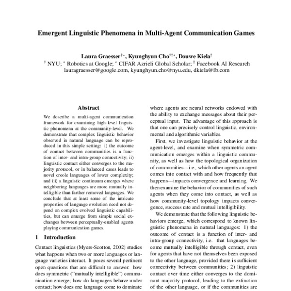 Emergent Linguistic Phenomena in Multi-Agent Communication Games - ACL ...