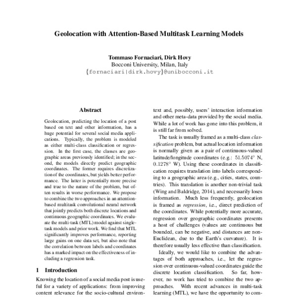 Geolocation with Attention-Based Multitask Learning Models - ACL Anthology