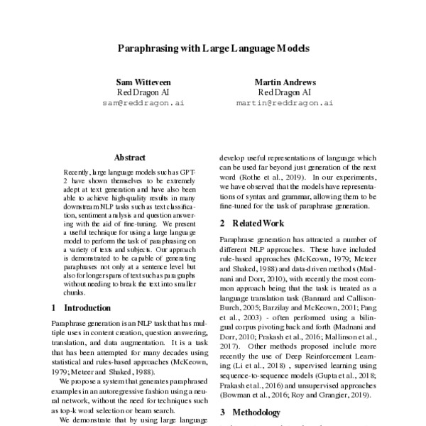 Paraphrasing with Large Language Models - ACL Anthology