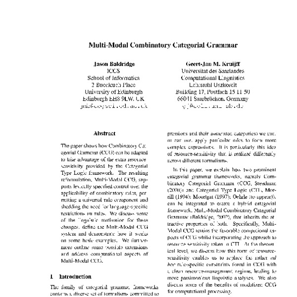 Multi-Modal Combinatory Categorial Grammar - ACL Anthology
