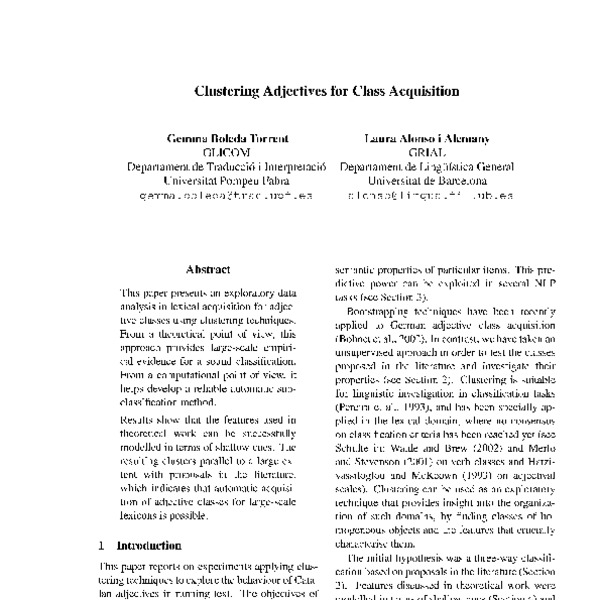 Clustering Adjectives for Class Discovery - ACL Anthology