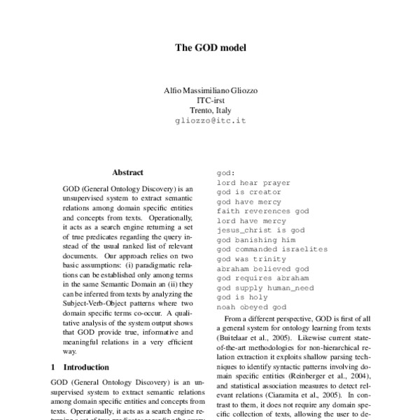The GOD model - ACL Anthology