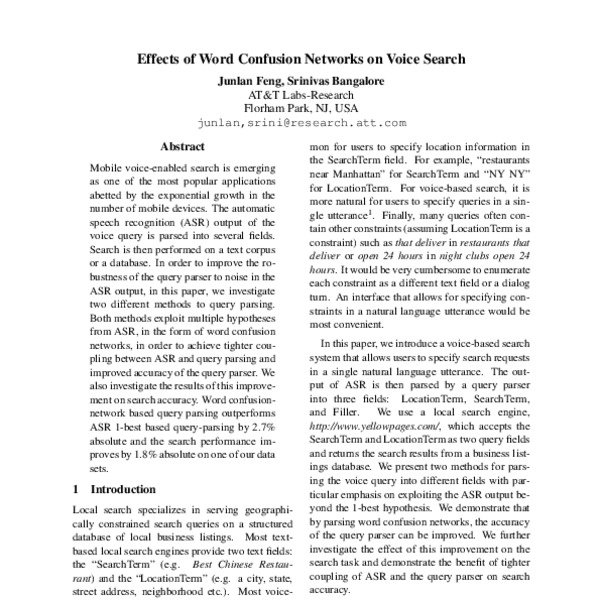 Effects of Word Confusion Networks on Voice Search - ACL Anthology