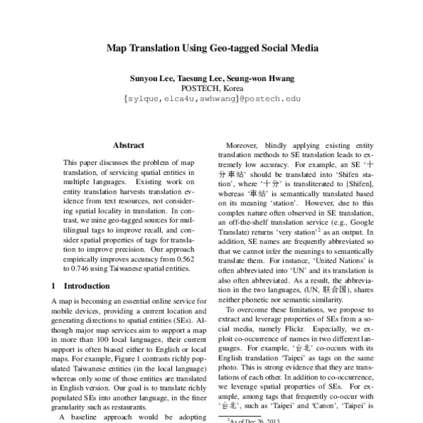 Map Translation Using Geo-tagged Social Media - ACL Anthology