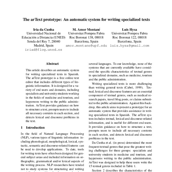 The arText prototype: An automatic system for writing specialized texts ...