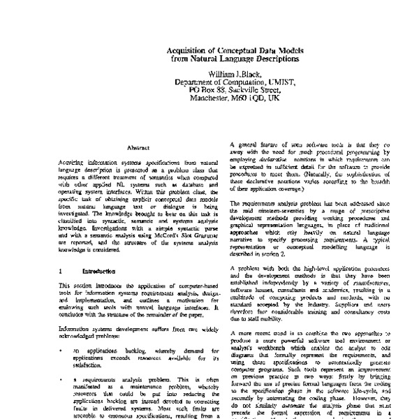 Acquisition Of Conceptual Data Models From Natural Language Descriptions Acl Anthology