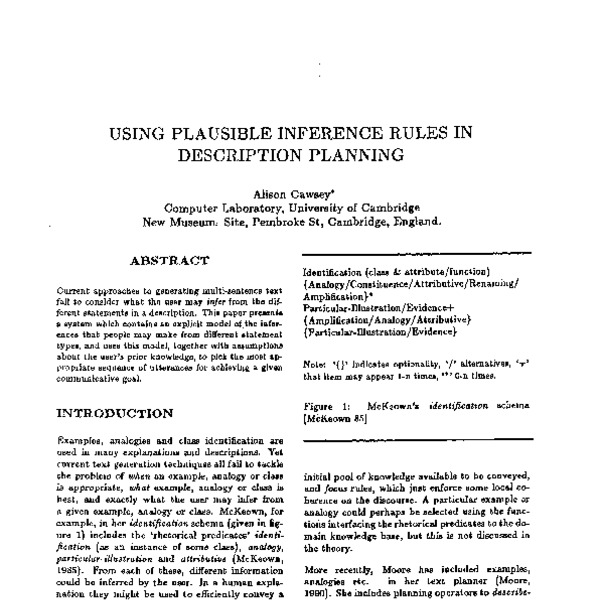 Using Plausible Inference Rules in Description Planning - ACL Anthology
