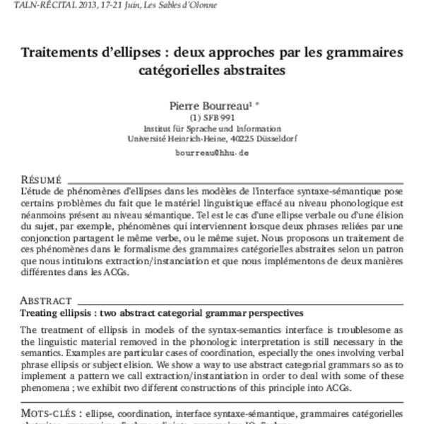 Treating ellipsis : two abstract categorial grammar perspectives ...