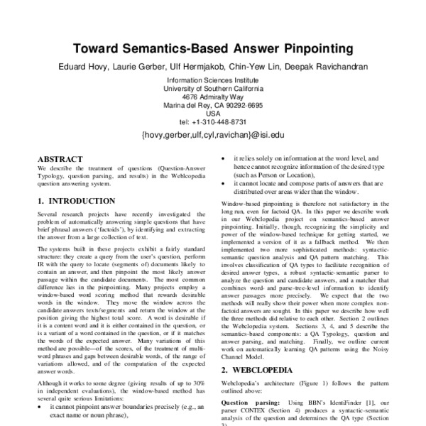 Toward Semantics-Based Answer Pinpointing - ACL Anthology