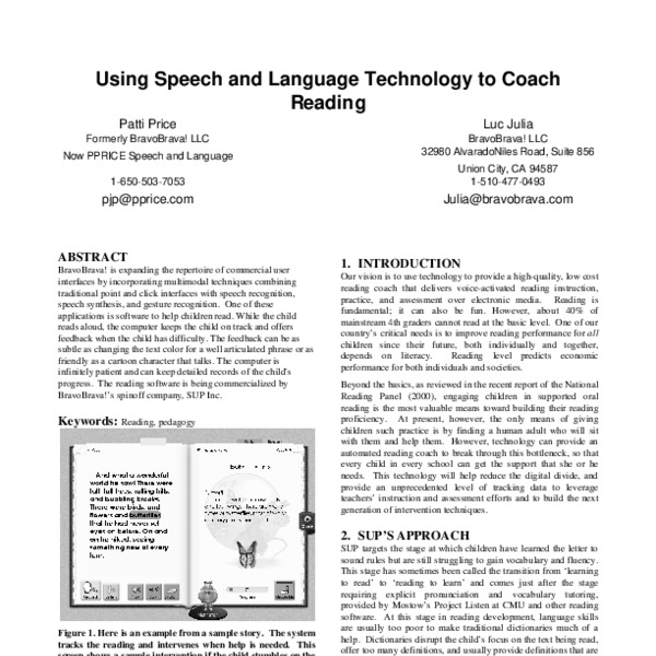 Using Speech and Language Technology to Coach Reading - ACL Anthology