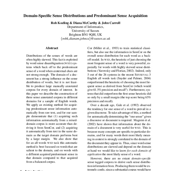 Domain-Specific Sense Distributions and Predominant Sense Acquisition ...