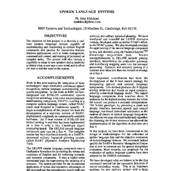 Spoken Language Systems - ACL Anthology