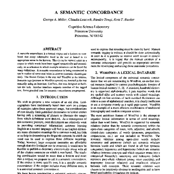 A Semantic Concordance - ACL Anthology