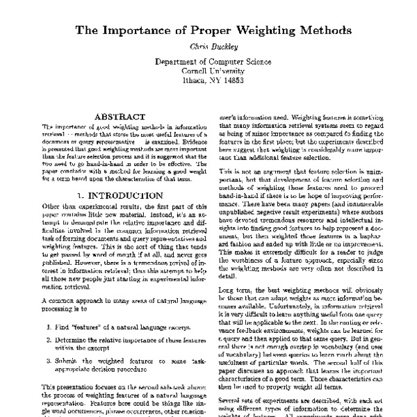 The Importance of Proper Weighting Methods - ACL Anthology