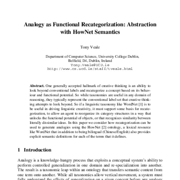 Analogy as Functional Recategorization: Abstraction with HowNet ...