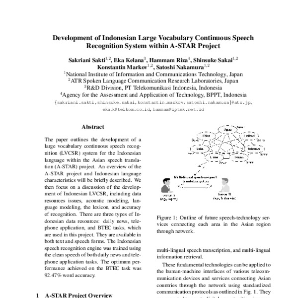 Development Of Indonesian Large Vocabulary Continuous Speech Recognition System Within A Star