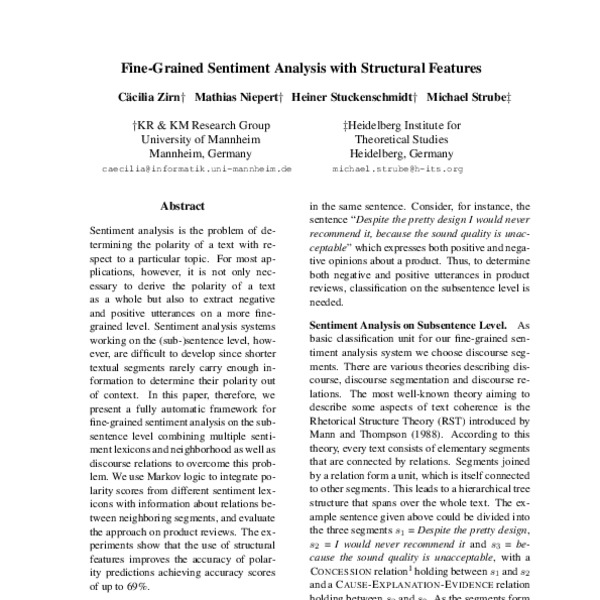 Fine-Grained Sentiment Analysis with Structural Features - ACL Anthology