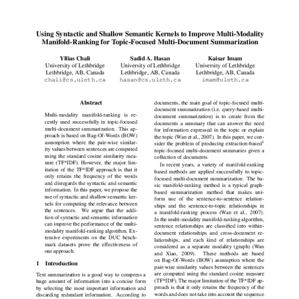 Using Syntactic and Shallow Semantic Kernels to Improve Multi-Modality Manifold-Ranking for ...