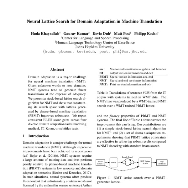 Neural Lattice Search For Domain Adaptation In Machine Translation
