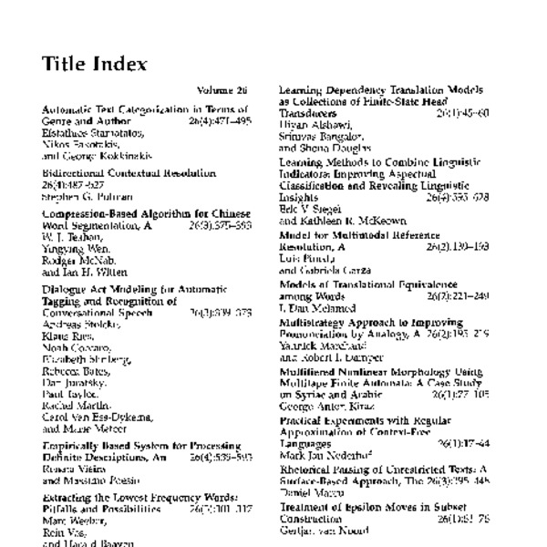 Title Index: Volume 2 - ACL Anthology