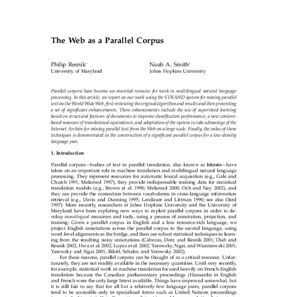 The Web as a Parallel Corpus - ACL Anthology