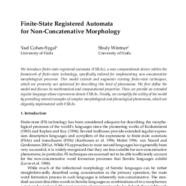 Finite-State Registered Automata for Non-Concatenative Morphology - ACL Anthology