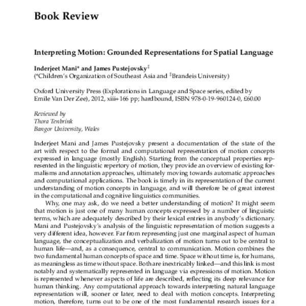 Book Review: Interpreting Motion: Grounded Representations for Spatial ...