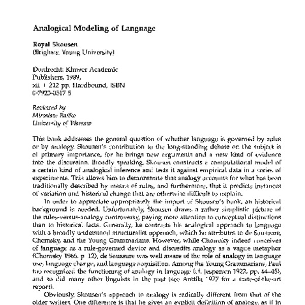Analogical Modeling of Language - ACL Anthology