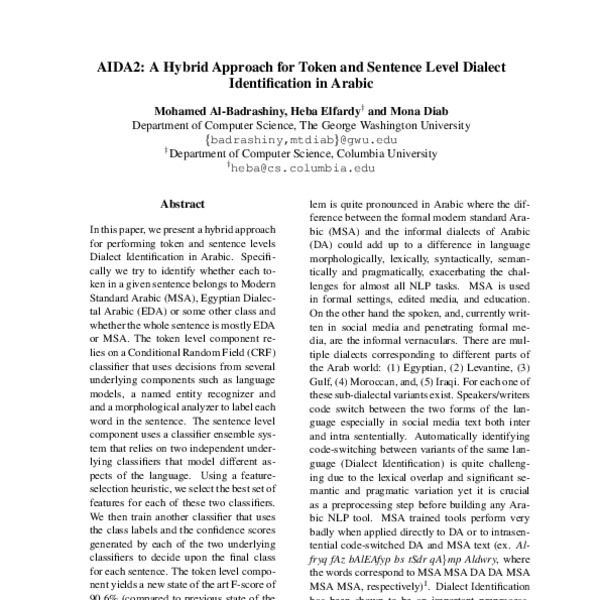 AIDA2: A Hybrid Approach for Token and Sentence Level Dialect ...