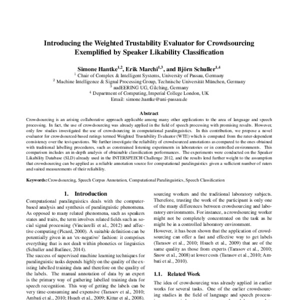 Introducing the Weighted Trustability Evaluator for Crowdsourcing ...