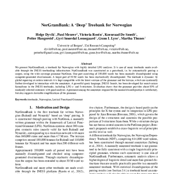 NorGramBank: A ‘Deep’ Treebank for Norwegian - ACL Anthology