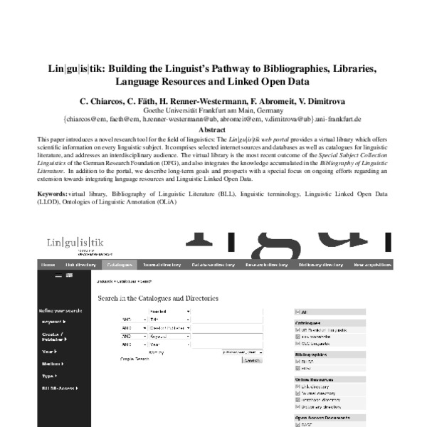 Lin|gu|is|tik: Building the Linguist’s Pathway to Bibliographies ...