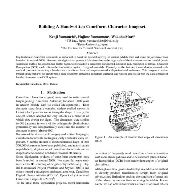Building A Handwritten Cuneiform Character Imageset - ACL Anthology