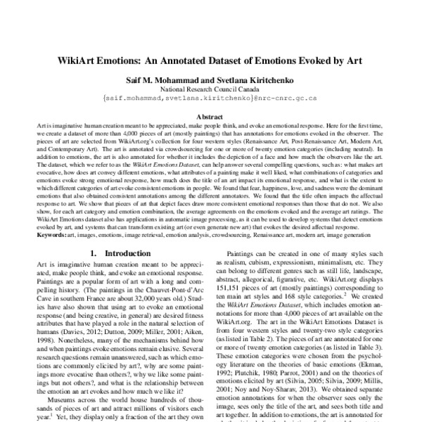WikiArt Emotions: An Annotated Dataset of Emotions Evoked by Art - ACL ...