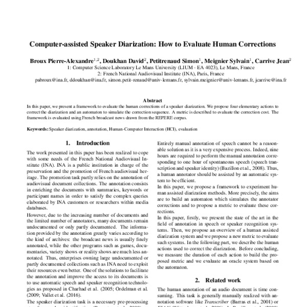 Computer-assisted Speaker Diarization: How to Evaluate Human ...