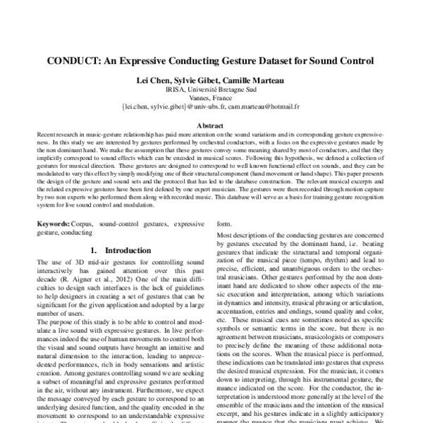 CONDUCT: An Expressive Conducting Gesture Dataset for Sound Control ...