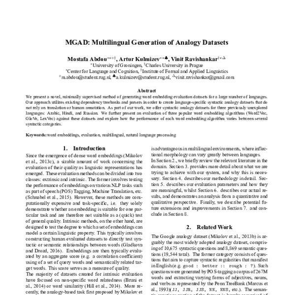 MGAD: Multilingual Generation of Analogy Datasets - ACL Anthology